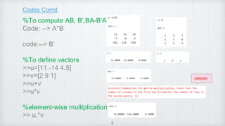 Matrix operations in MATLAB | PPTX