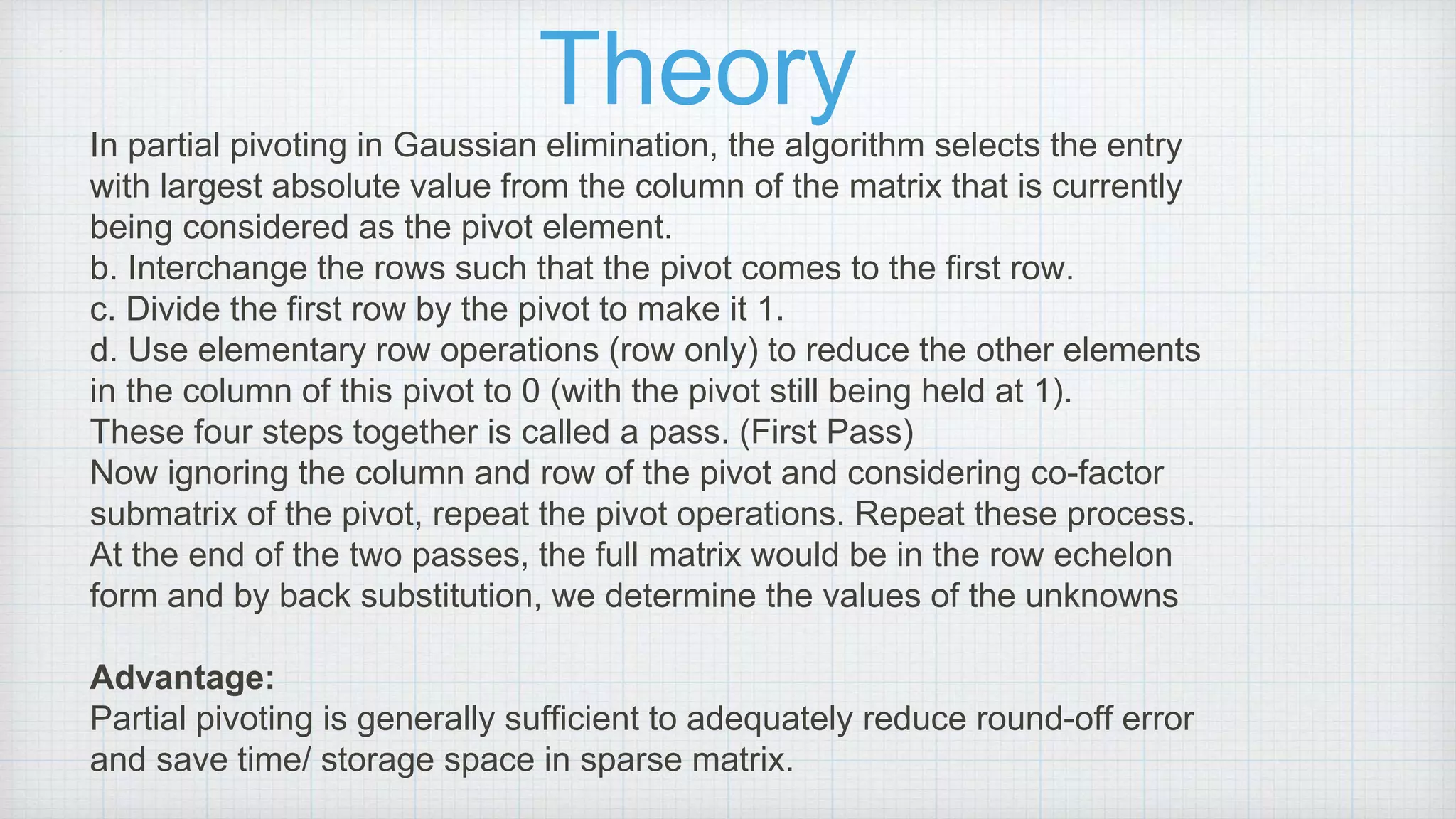 Gauss Elimination (With Partial Pivot) | PPTX