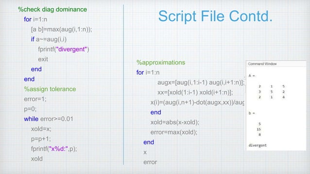 MATLAB Codes for Jacobi method | PPT