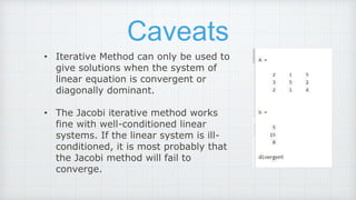 MATLAB Codes for Jacobi method | PPT