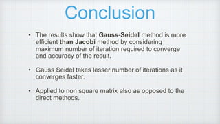 MARLAB codes for Gauss Seidel | PPT