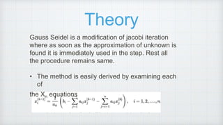 MARLAB codes for Gauss Seidel | PPT