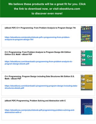 (Original PDF) C++ Programming From Problem Analysis to Program Design 8th | PDF
