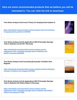 Timeseries Analysis And Inverse Theory For Geophysicists D Gibbons | PDF