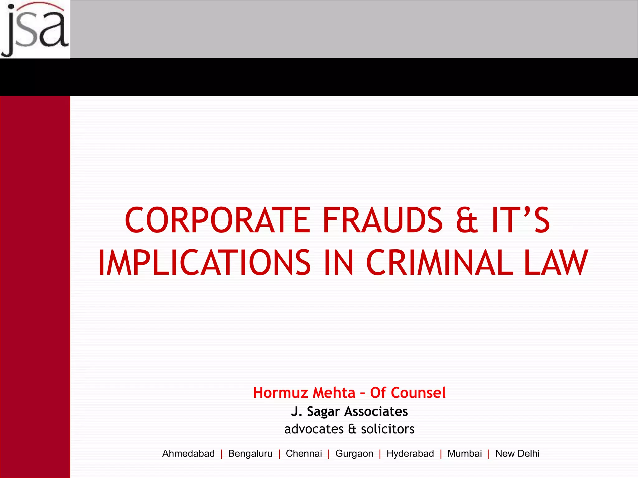 JSA presentation on corporate crimes_27aug2015_hm | PPTX