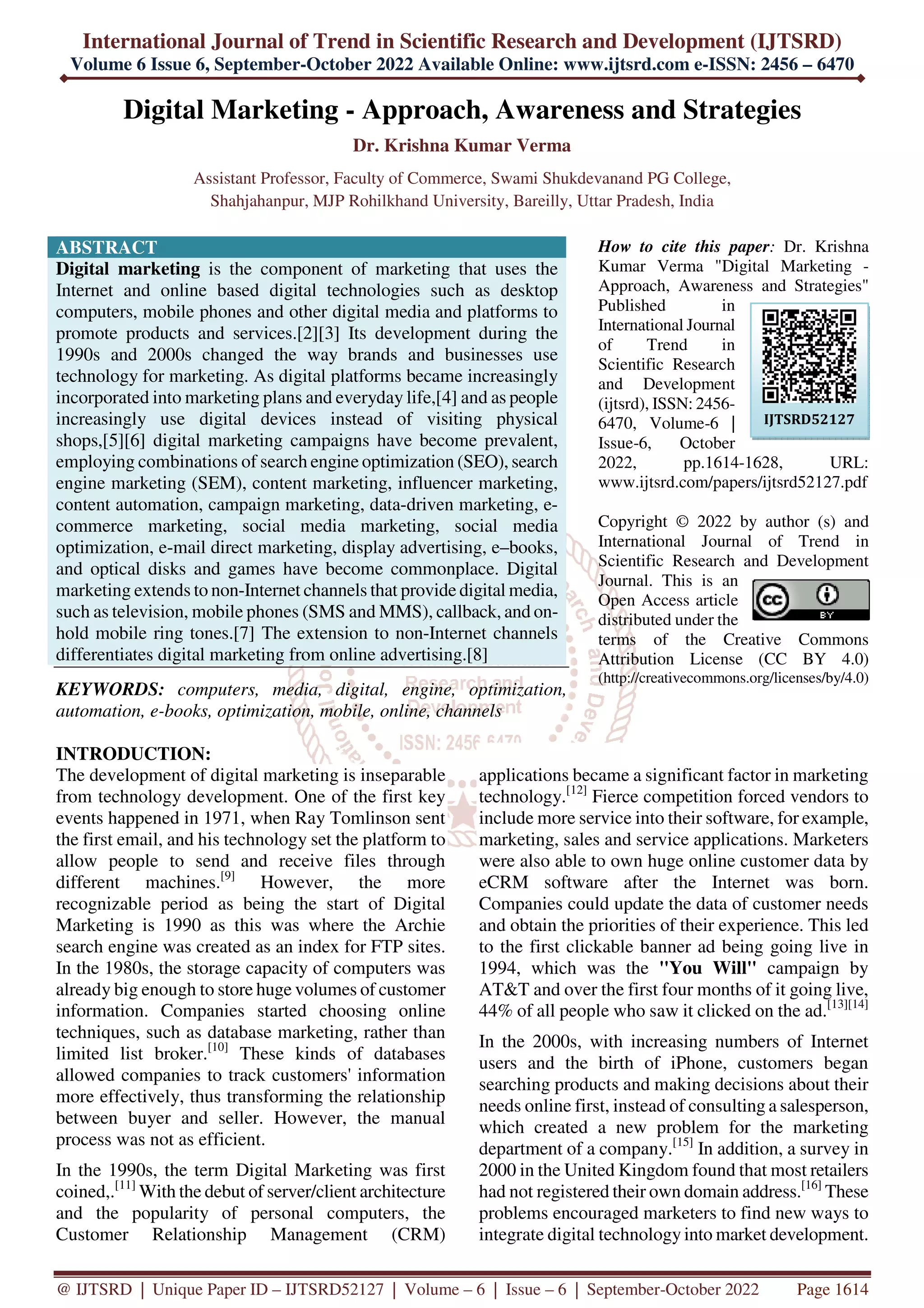 Digital Marketing Approach, Awareness and Strategies | PDF