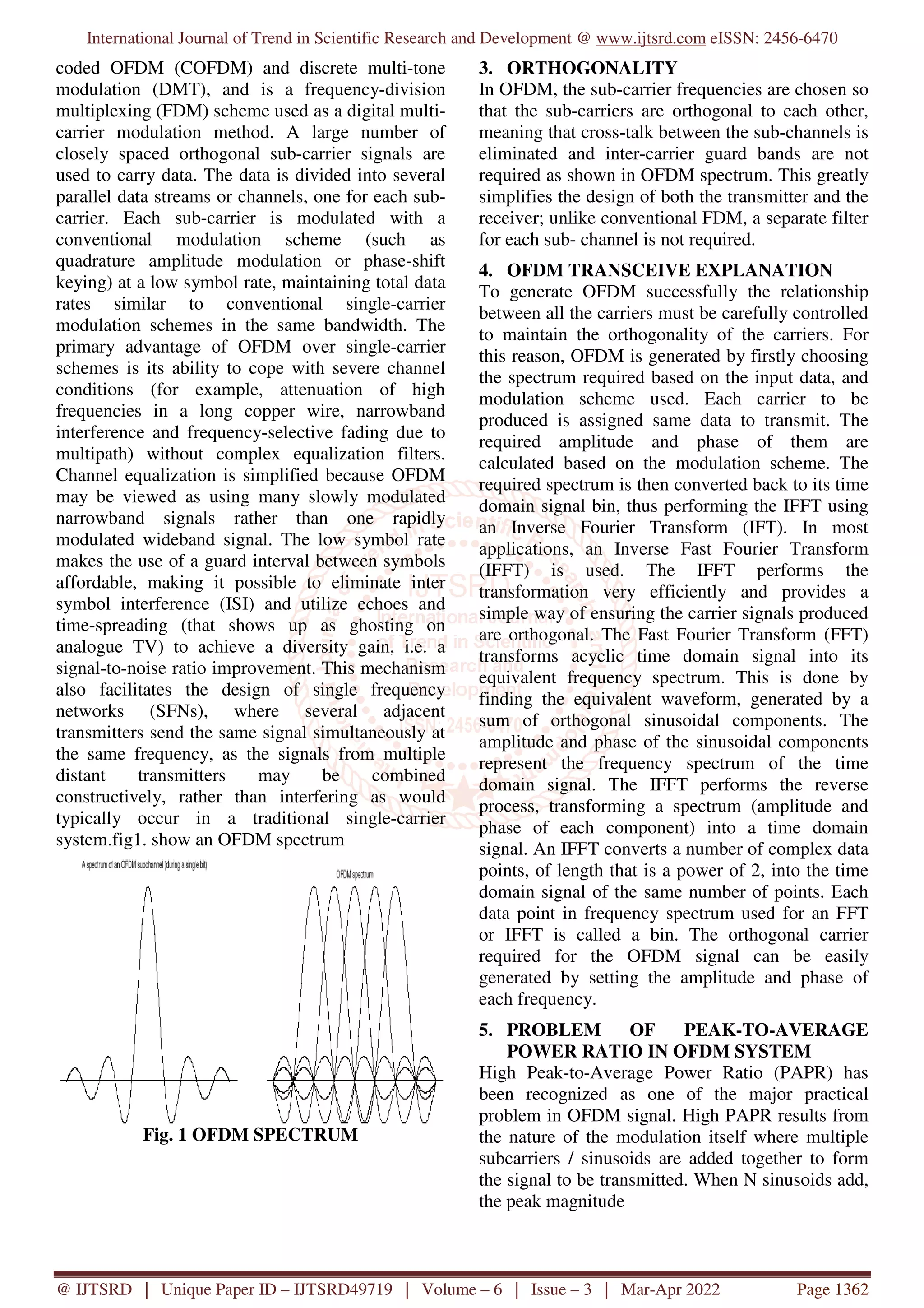 Peak to Average Ratio PAPR Reduction Technique in OFDM MIMO System A Review | PDF