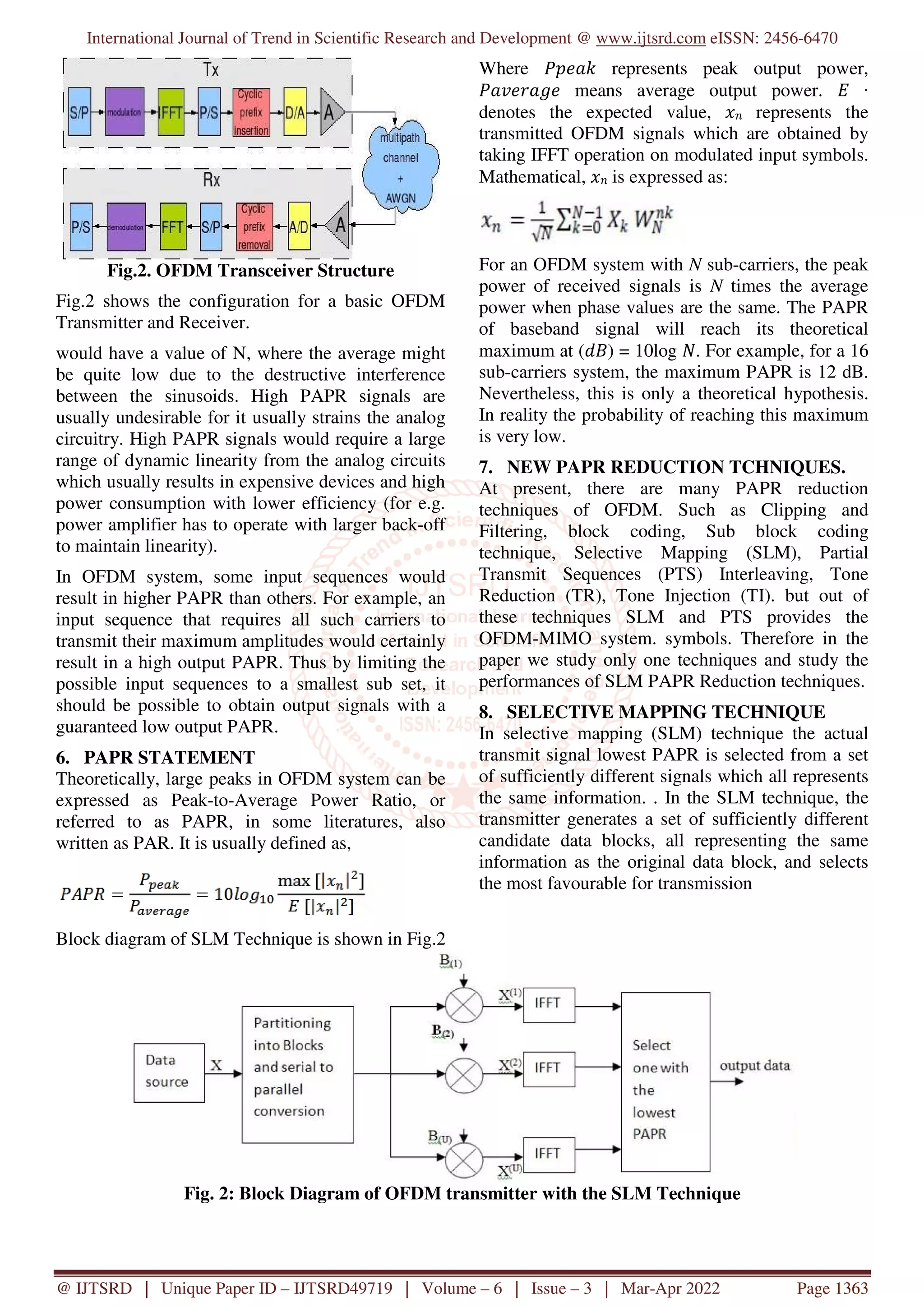 Peak To Average Ratio Papr Reduction Technique In Ofdm Mimo System A Review Pdf