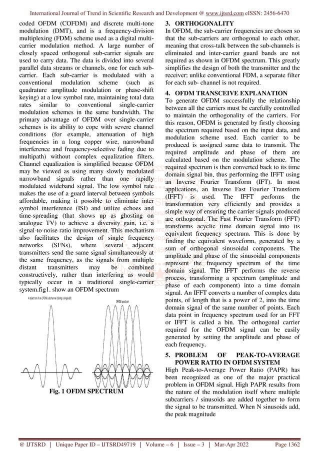 Peak To Average Ratio Papr Reduction Technique In Ofdm Mimo System A