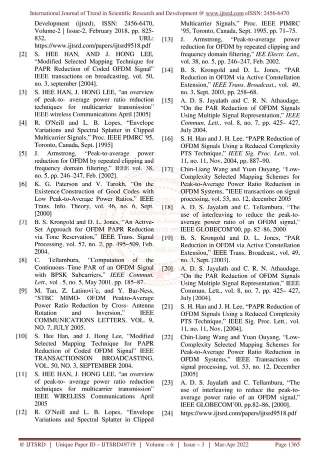 Peak to Average Ratio PAPR Reduction Technique in OFDM MIMO System A Review | PDF