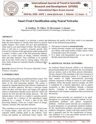 Smart Fruit Classification using Neural Networks | PDF