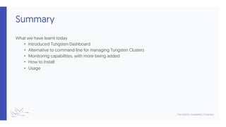Training Slides: 205 - Installing and Configuring Tungsten Dashboard | PDF
