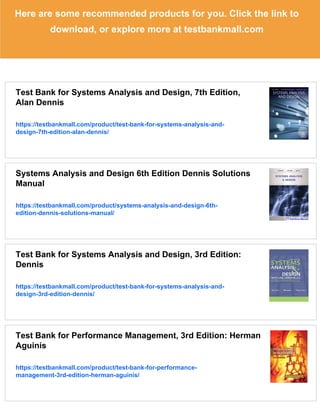 Solution Manual for Systems Analysis and Design, 7th Edition, Alan ...