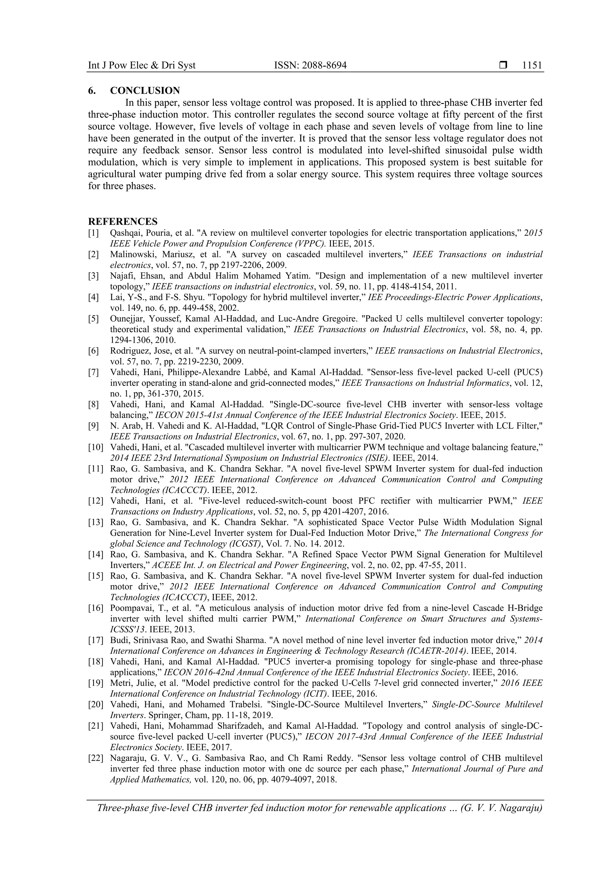 Three-phase five-level CHB inverter fed induction motor for renewable ...