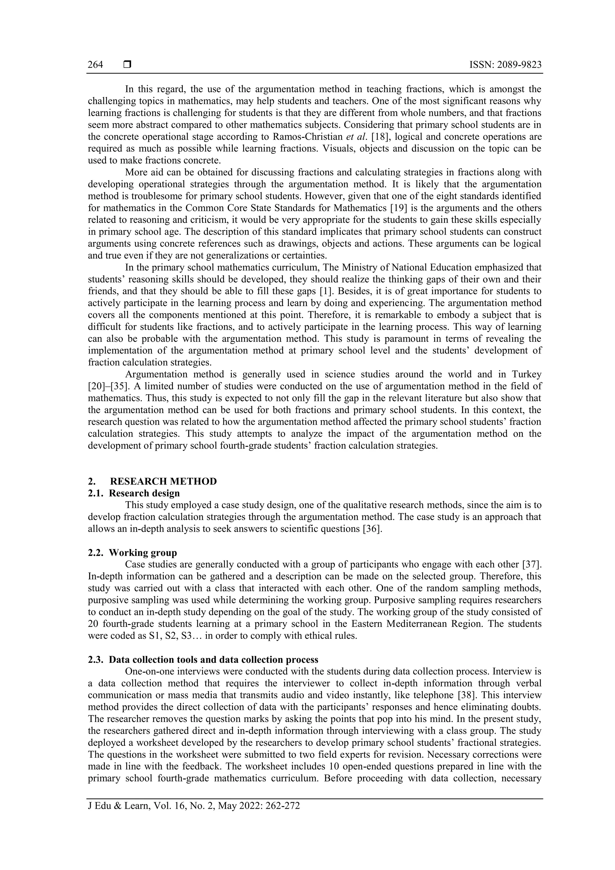 Development of primary school fourth-grade students’ fraction ...