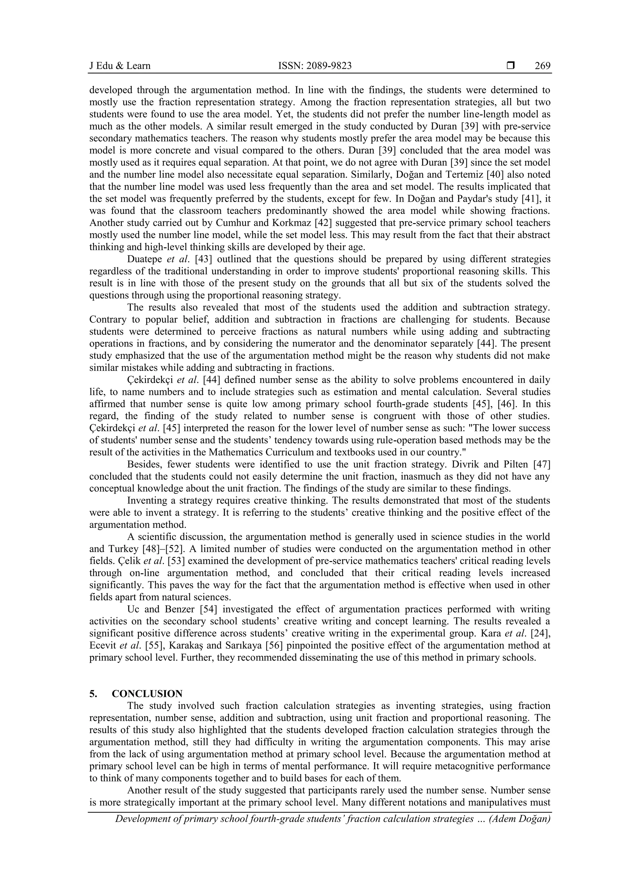 Development of primary school fourth-grade students’ fraction ...