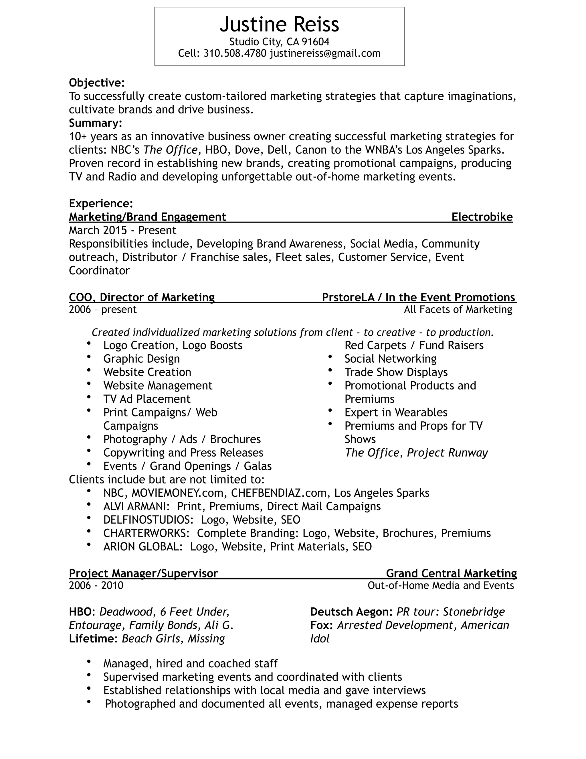 Justine Reiss Resume 2015 | PDF