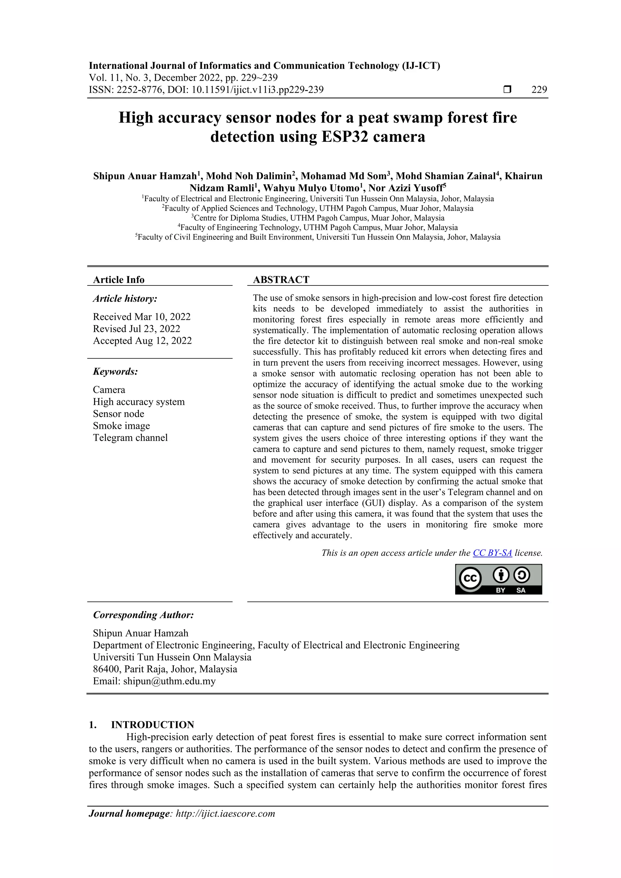 High accuracy sensor nodes for a peat swamp forest fire detection using ...