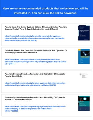 Planets And Planetary Systems Stephen Eales | PDF
