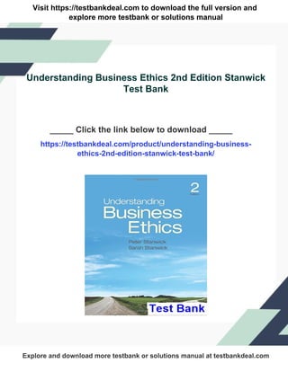 Understanding Business Ethics 2nd Edition Stanwick Test Bank | PDF