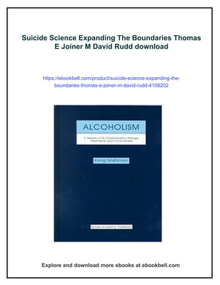 Suicide Science Expanding The Boundaries Thomas E Joiner M David Rudd | PDF