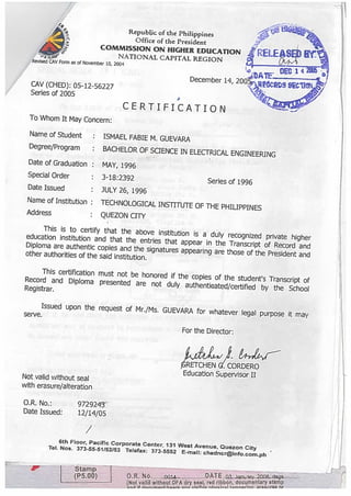 CHED Certification | PDF