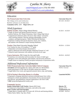 Cynthia Sherry Resume | PDF