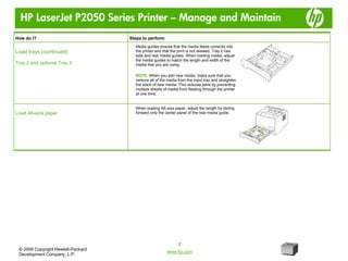 hp2055 printer quick reference manual quick | PPT