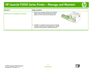 hp2055 printer quick reference manual quick | PPT