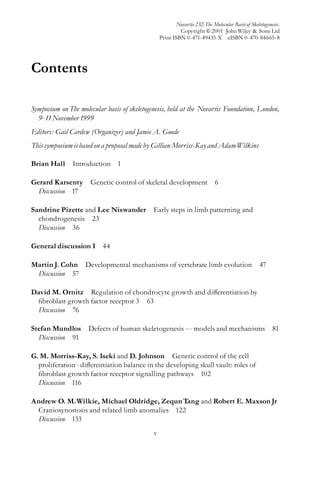 The Molecular Basis Of Skeletogenesis Novartis Foundation Symposium | PDF
