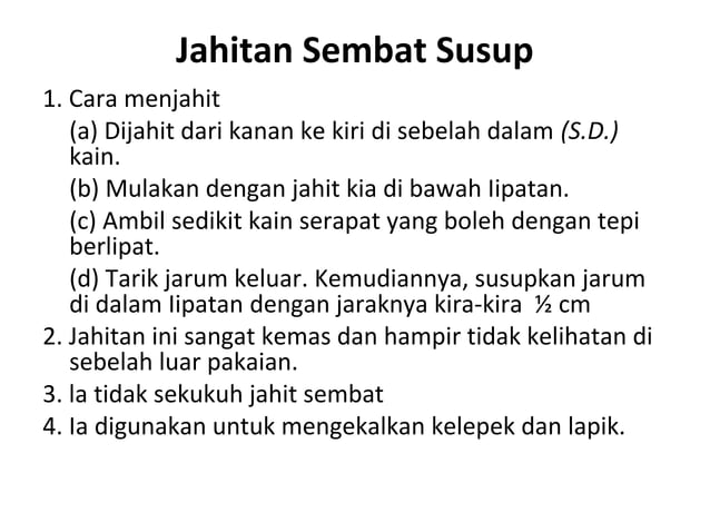 Mari belajar asas jahitan | PPT