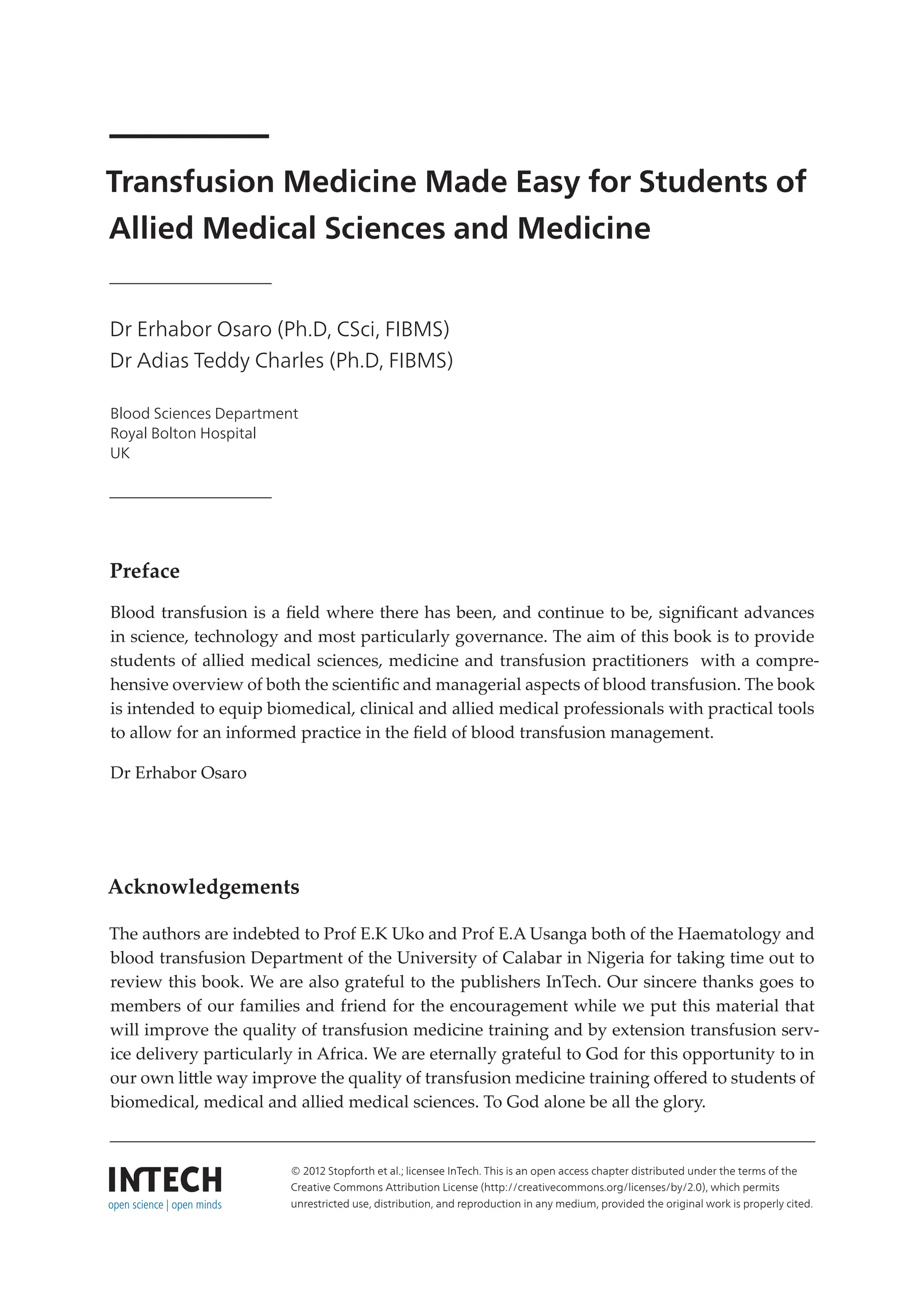 Transfusion Med Made Easy For Students Of Allied Med Scis Andmed O ...