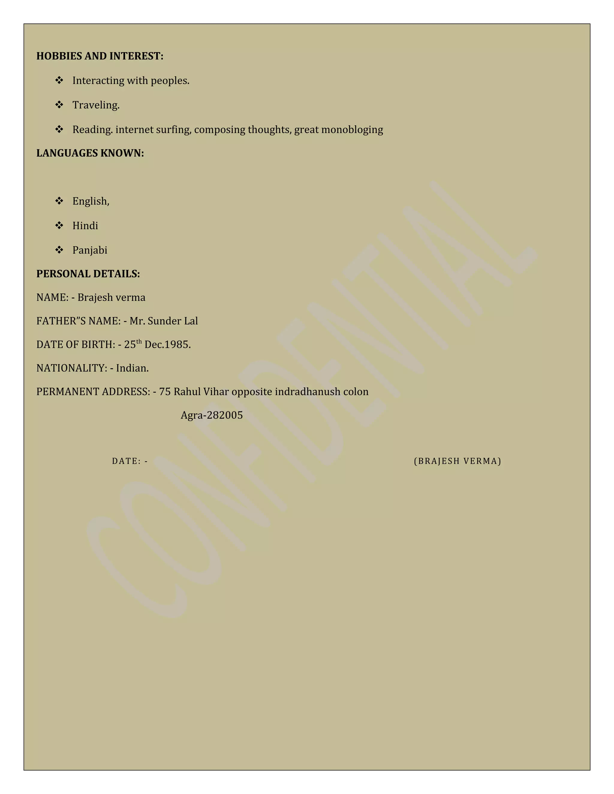 brajesh Resume -asm vivo | DOC