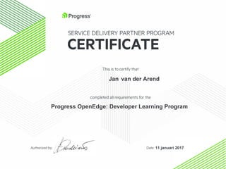Certificaat Progress OE Developer | PPT