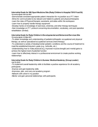 InternshipGoalsforCorbinJackson | DOCX | Physical Therapy | Wellness