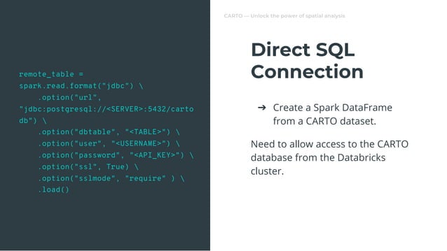 Unlocking Geospatial Analytics Use Cases with CARTO and Databricks | PPT