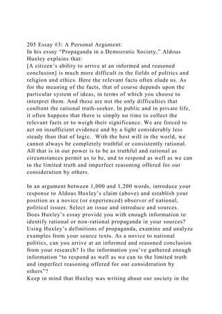 205 Essay #3 A Personal ArgumentIn his essay Propaganda in a .docx