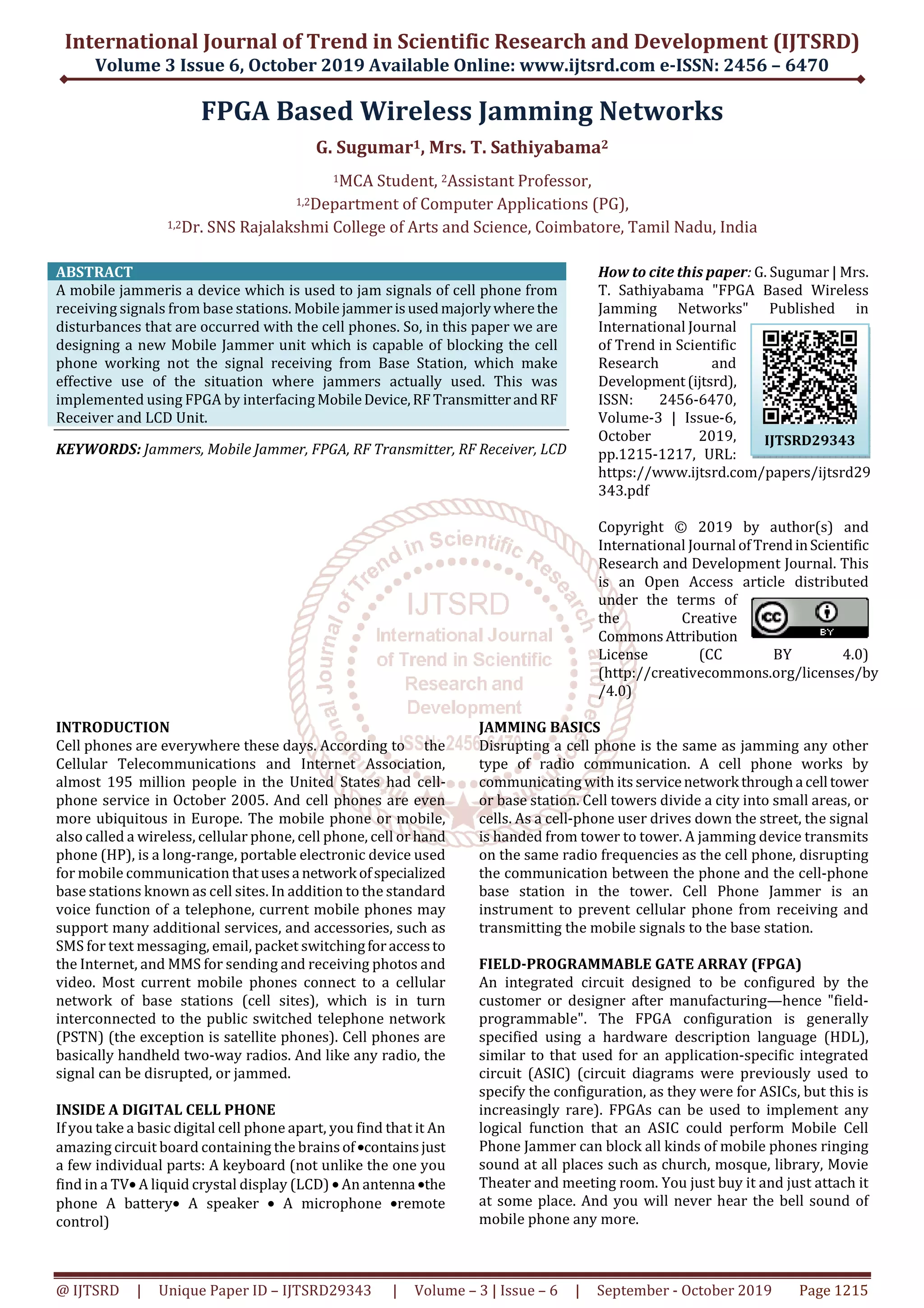 FPGA Based Wireless Jamming Networks | PDF