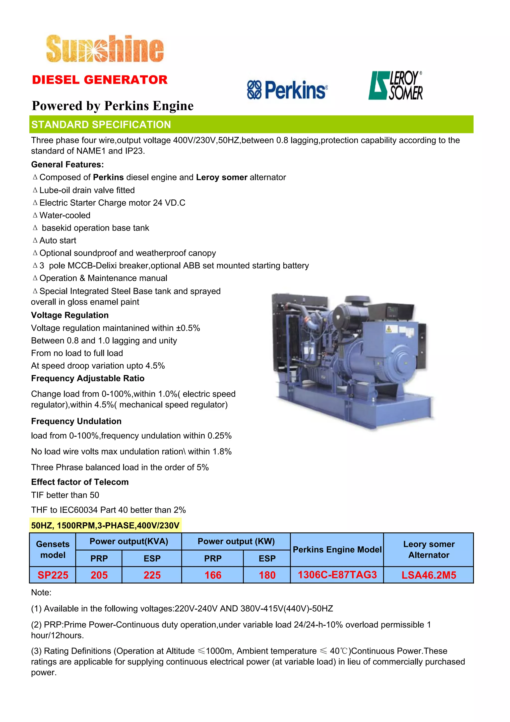 205 kva uk perkins with leroy somer data sheet | PDF