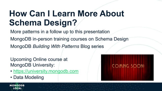 MongoDB.local Seattle 2019: Advanced Schema Design Patterns | PPTX | Databases | Computer ...