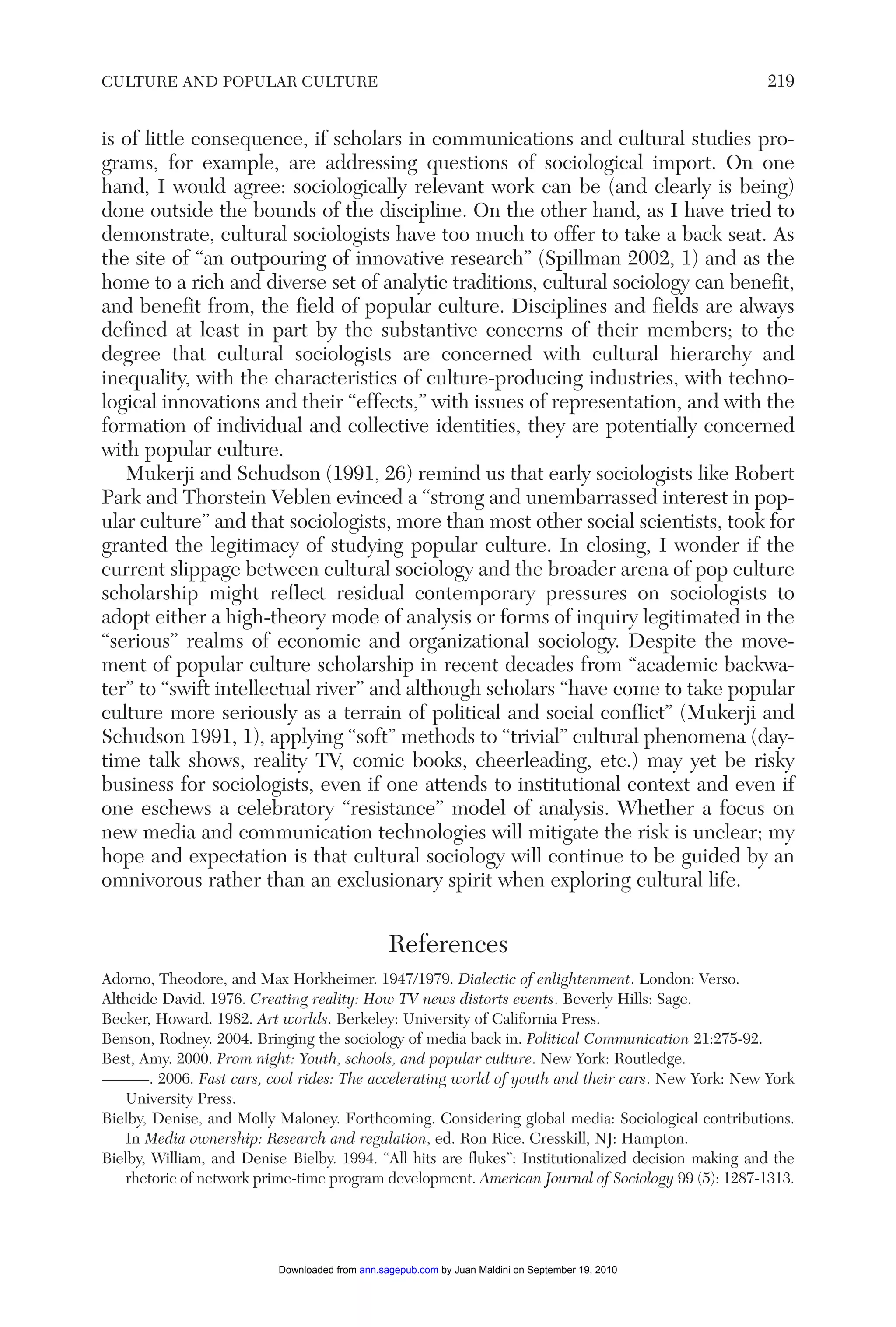 Culture and Popular Culture: a case for sociology | PDF