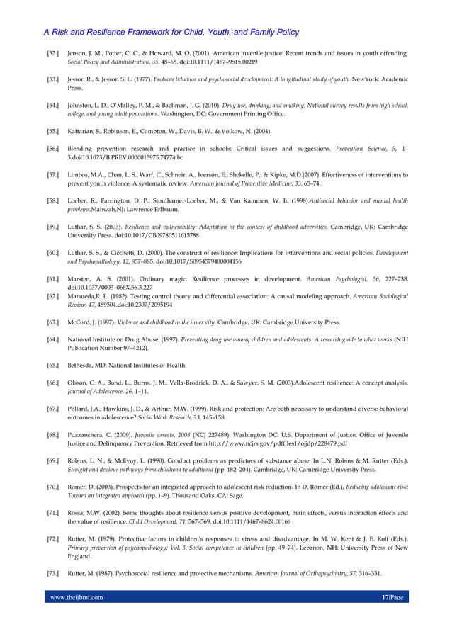 A Risk and Resilience Framework for Child, Youth, and Family Policy | PDF