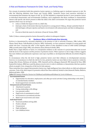 A Risk and Resilience Framework for Child, Youth, and Family Policy | PDF