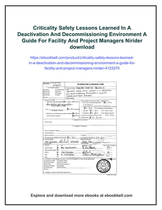 Criticality Safety Lessons Learned In A Deactivation And ...