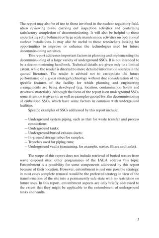 Decommissioning Of Underground Structures Systems And Components ...