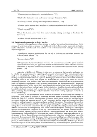 Teachers’ perspectives on technology-based learning for the kindergarten students | PDF ...