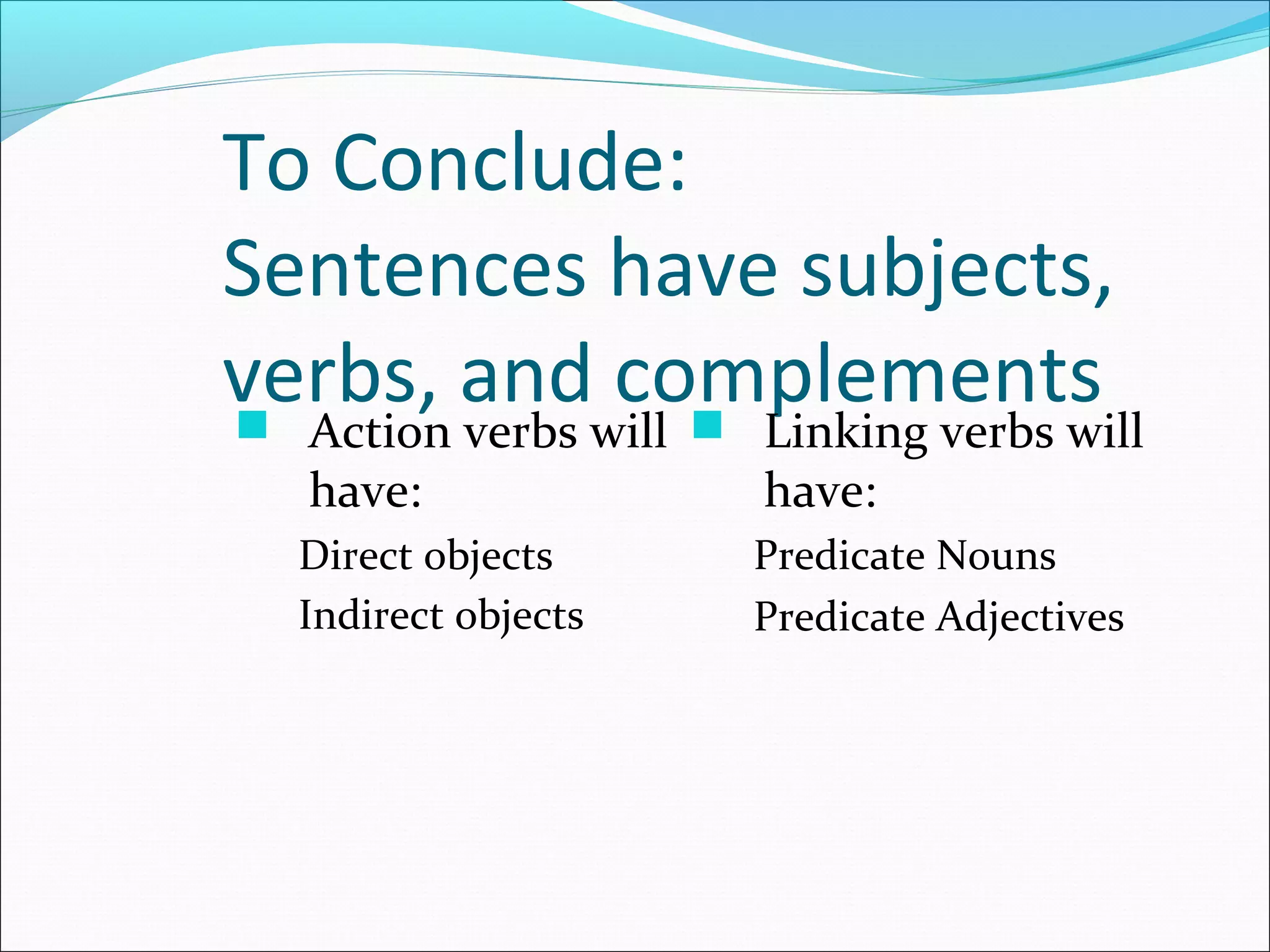 parts of a sentence | PPT