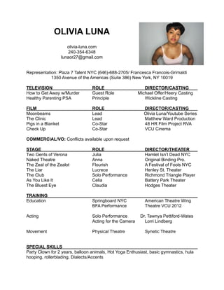 Acting Resume | PDF