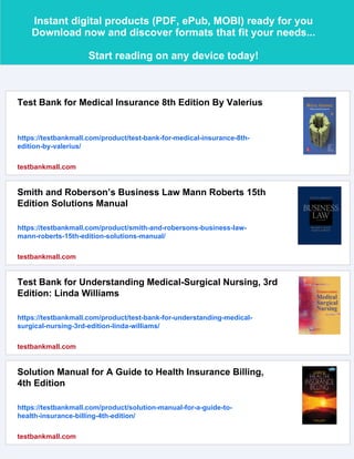 Solution Manual for Fordney’s Medical Insurance, 15th Edition, Linda ...