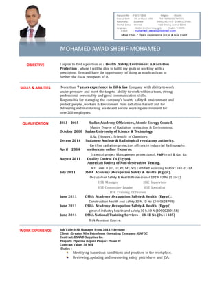 mohamed AWAD SHERIF CV | DOCX | Civil Engineering Industry | Industries